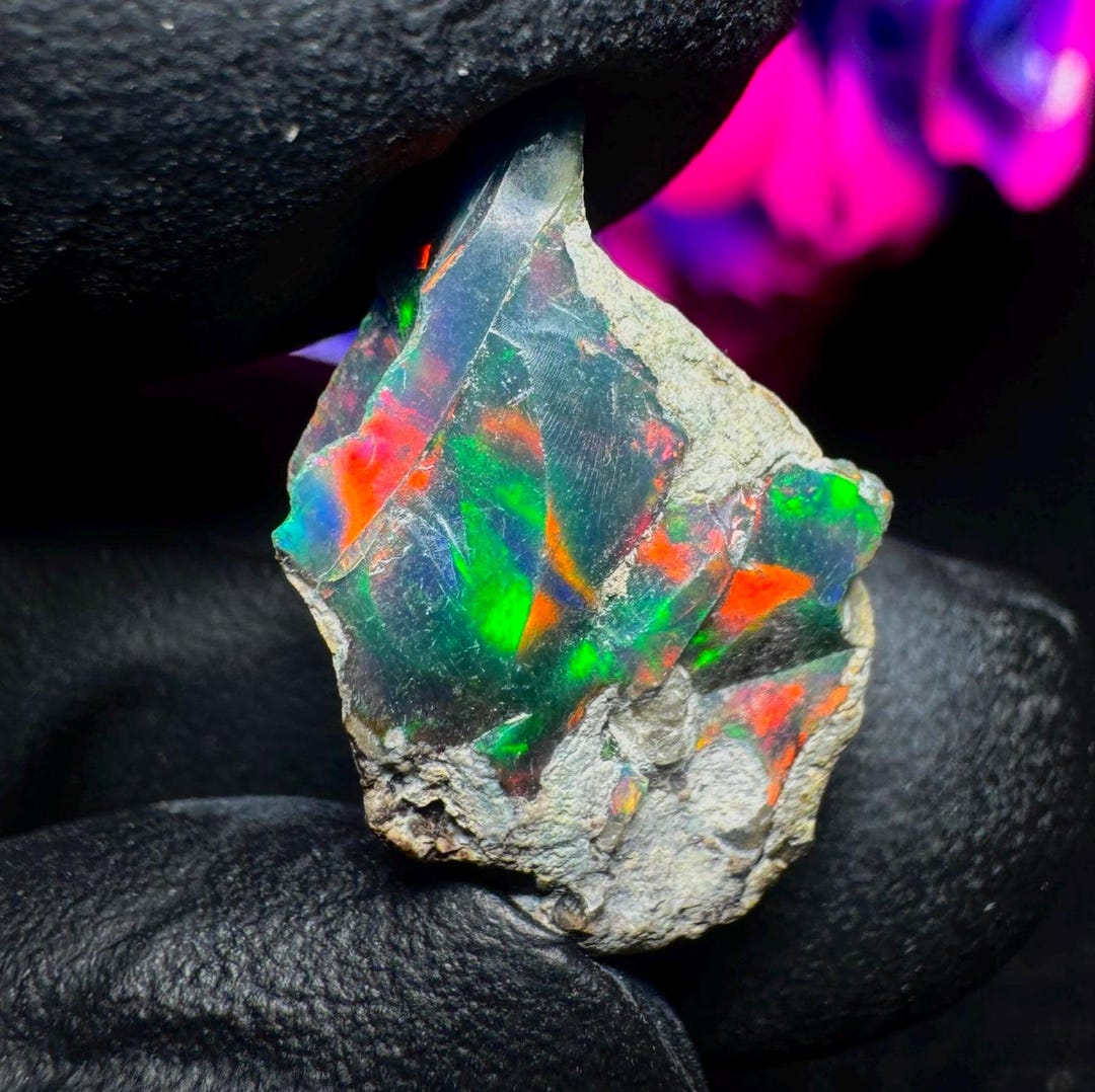 Black Ethiopian Opal Rough Raw Natural Uncut Crystal With Intense ...