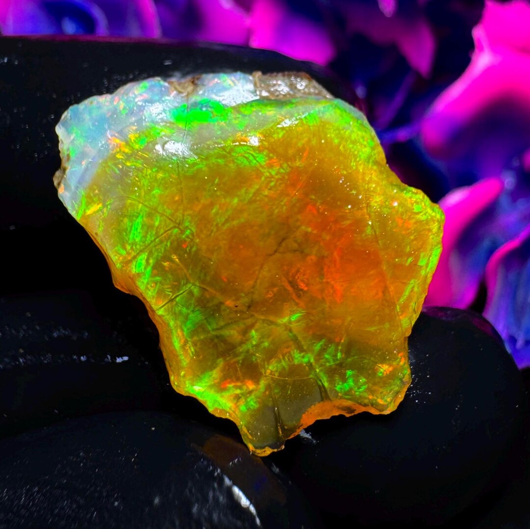 Ethiopian Opal Rough, Yellow Green Fire, Uncut Gemstone (21x17)mm - Etsy