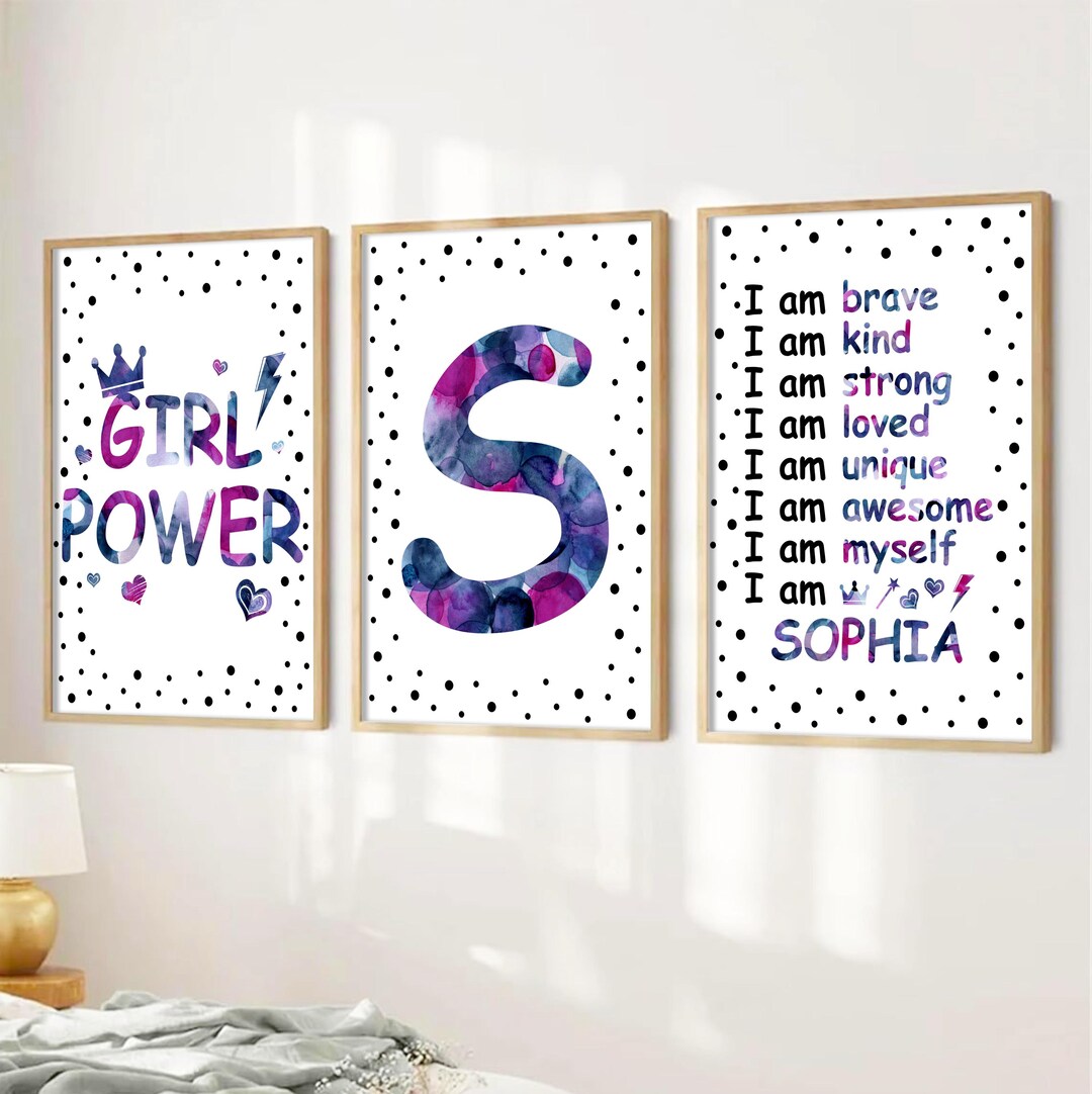 Kids Affirmation Prints, Set of 3 Girls Bedroom Prints, Girl Power ...