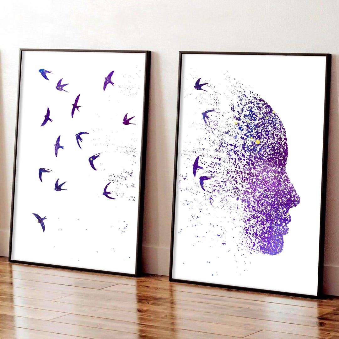 Purple Mind Wall Art Prints: Teen Room Decor, Set of 2 - Etsy