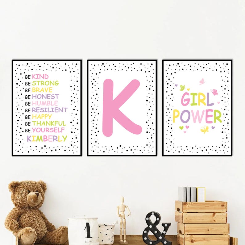 Pastel Girl Power Posters, Pink Nursery Prints, Positive Kids Wall Art ...