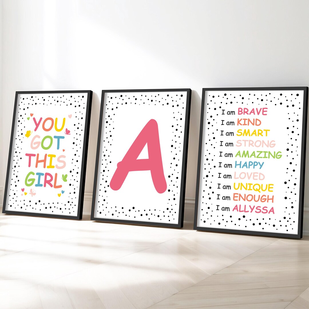 Personalized Girls Affirmation Prints: Nursery Bedroom Wall Art ...