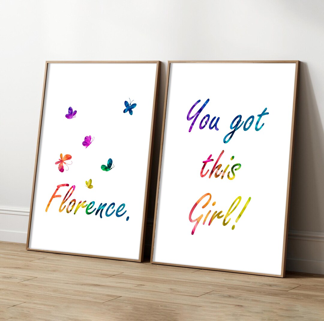 Set of 2 Motivational Girls Wall Art, Posters for Girls Bedroom ...