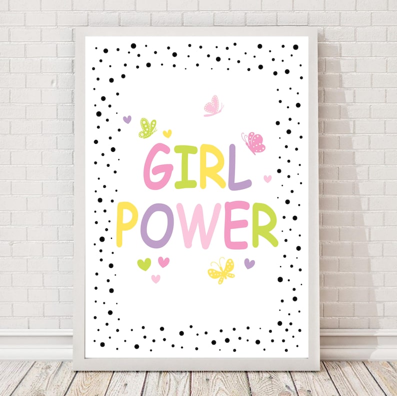 Pastel Girl Power Posters, Pink Nursery Prints, Positive Kids Wall Art ...