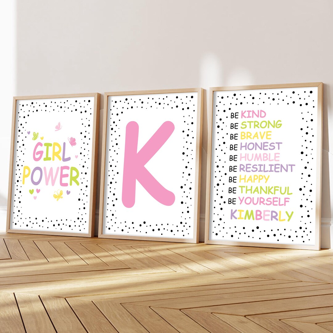 Pastel Girl Power Posters, Pink Nursery Prints, Positive Kids Wall Art ...