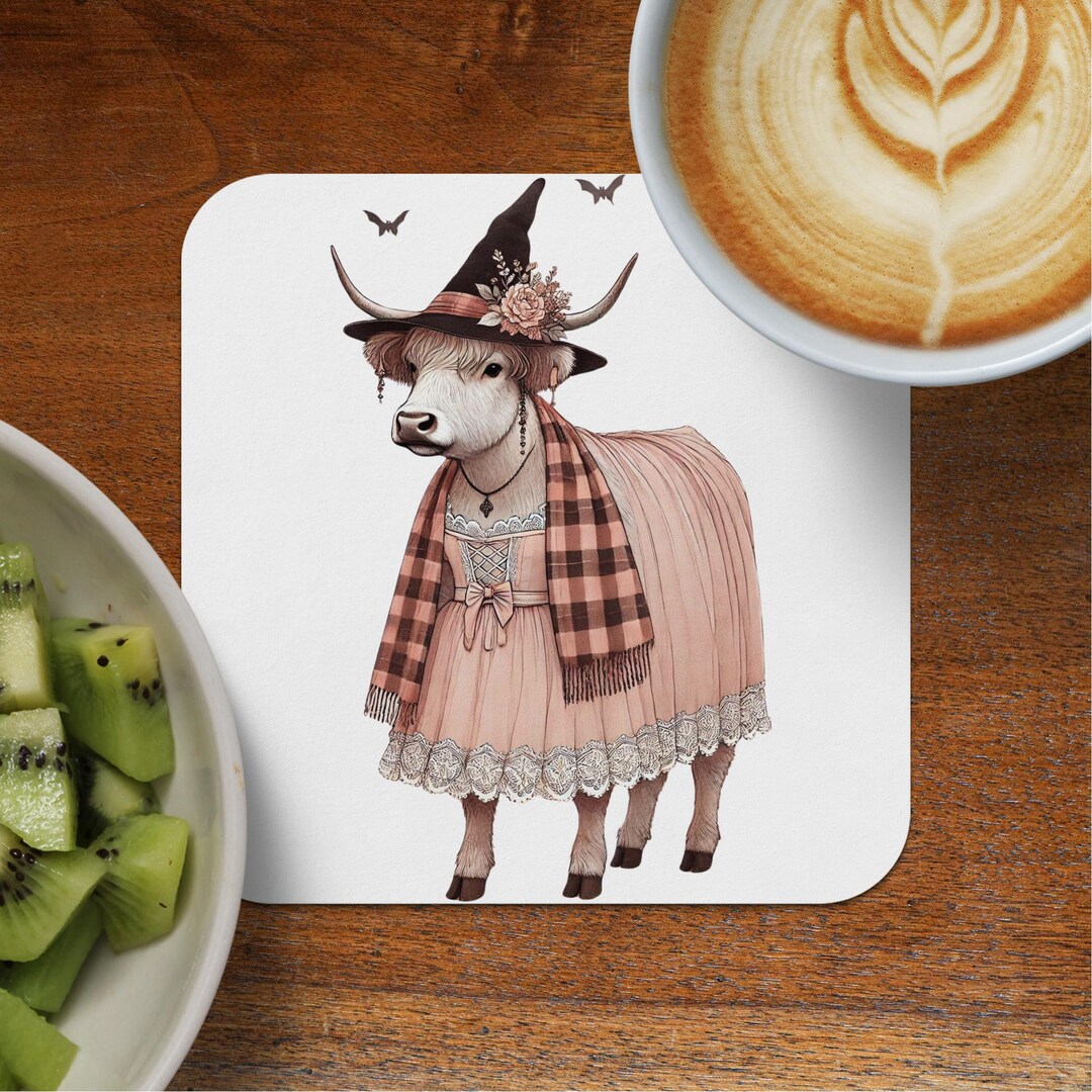 Highland Cow Witch Halloween Print, Rustic Farmhouse Decor, Cute Animal ...