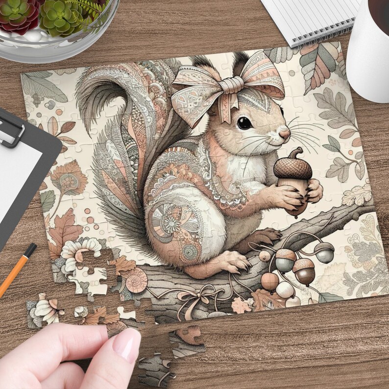 Cute Hamster AI Floral Kids Puzzle, Adorable Animal Jigsaw for Children ...