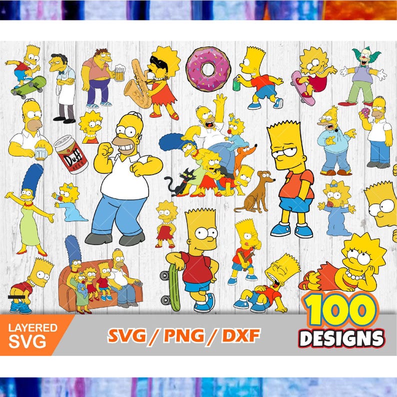 Simpsons Clip Art Bundle, Simpsons Svg Cut Files for Cricut ...