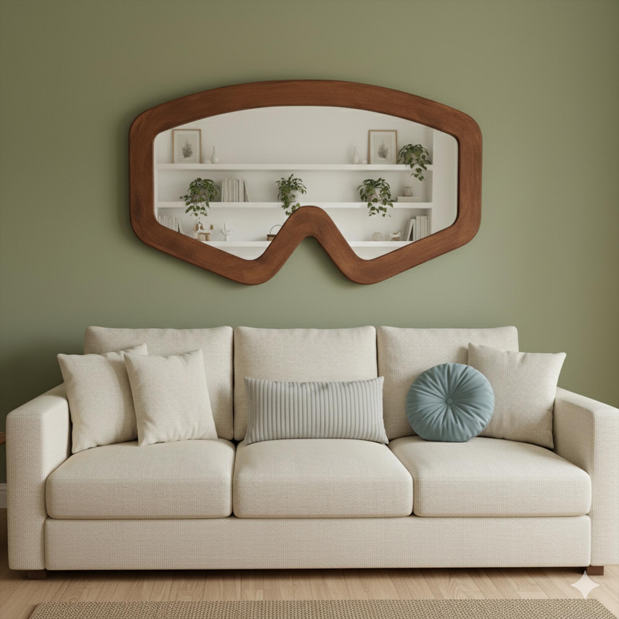 Ski Goggles Mirror | Snow Googles | Wooden Brown Frame | Sport Themed ...