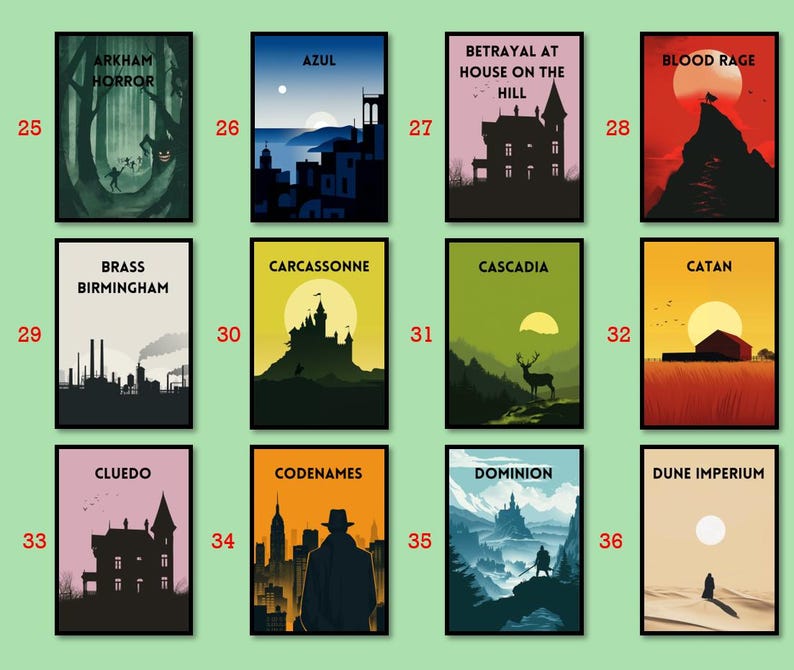 Pick Your 4 Board Game Posters, Downloadable Print, Boardgame Poster ...
