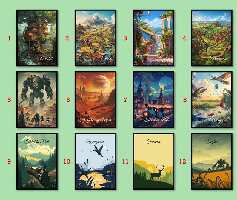 Pick Your 4 Board Game Posters, Downloadable Print, Boardgame Poster ...