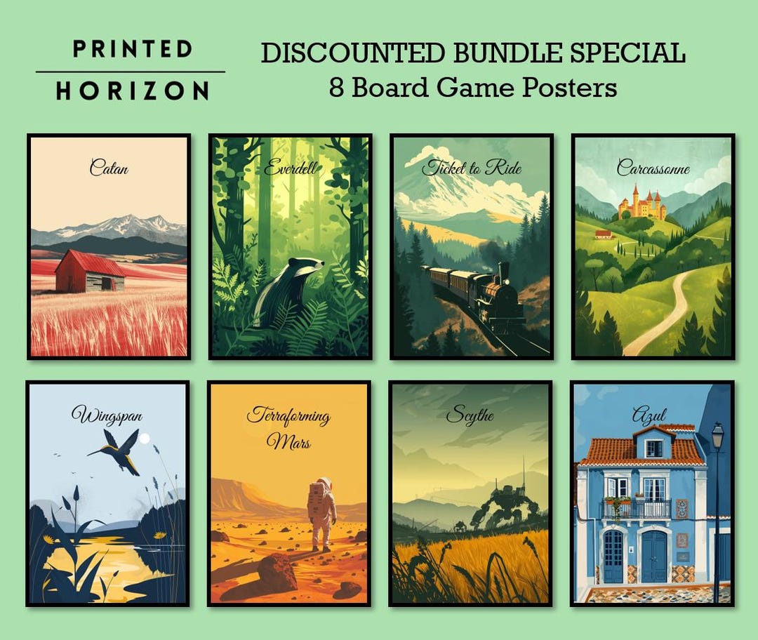 8 Board Game Posters Bundle, Downloadable Print, Boardgame Poster ...