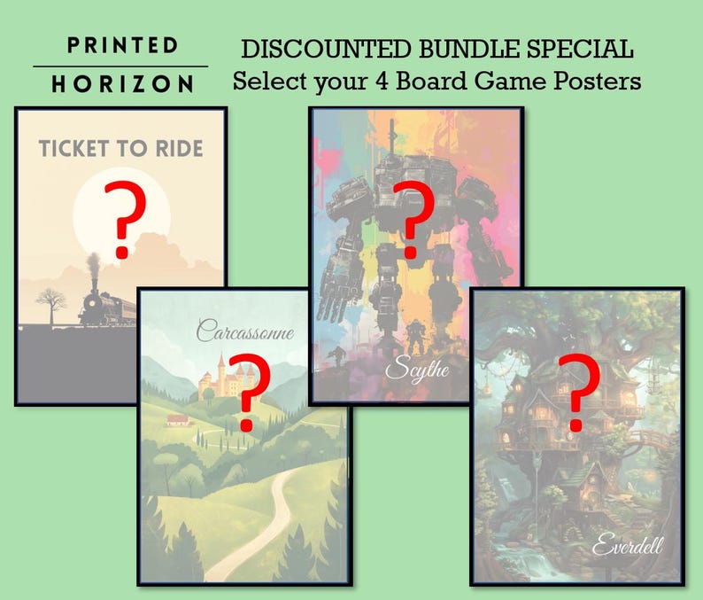 Pick Your 4 Board Game Posters, Downloadable Print, Boardgame Poster ...