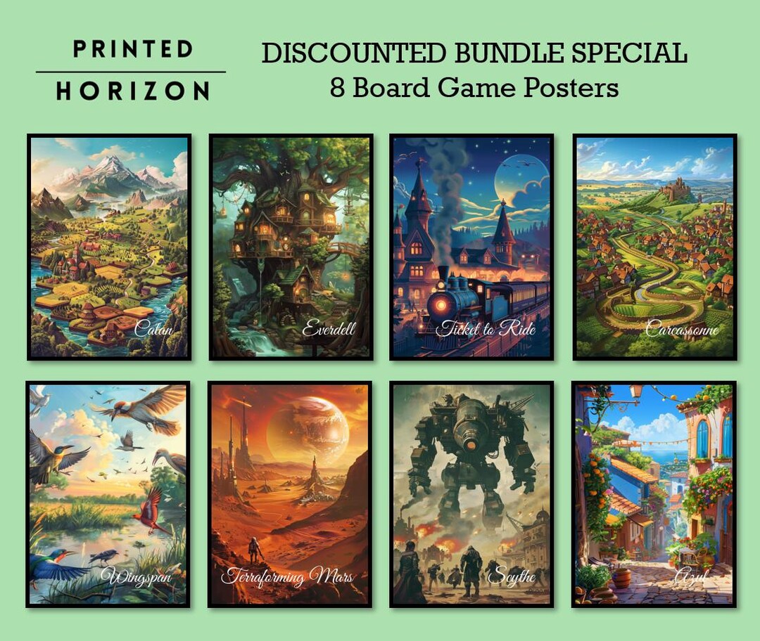 8 Board Game Posters Bundle, Downloadable Print, Boardgame Poster ...