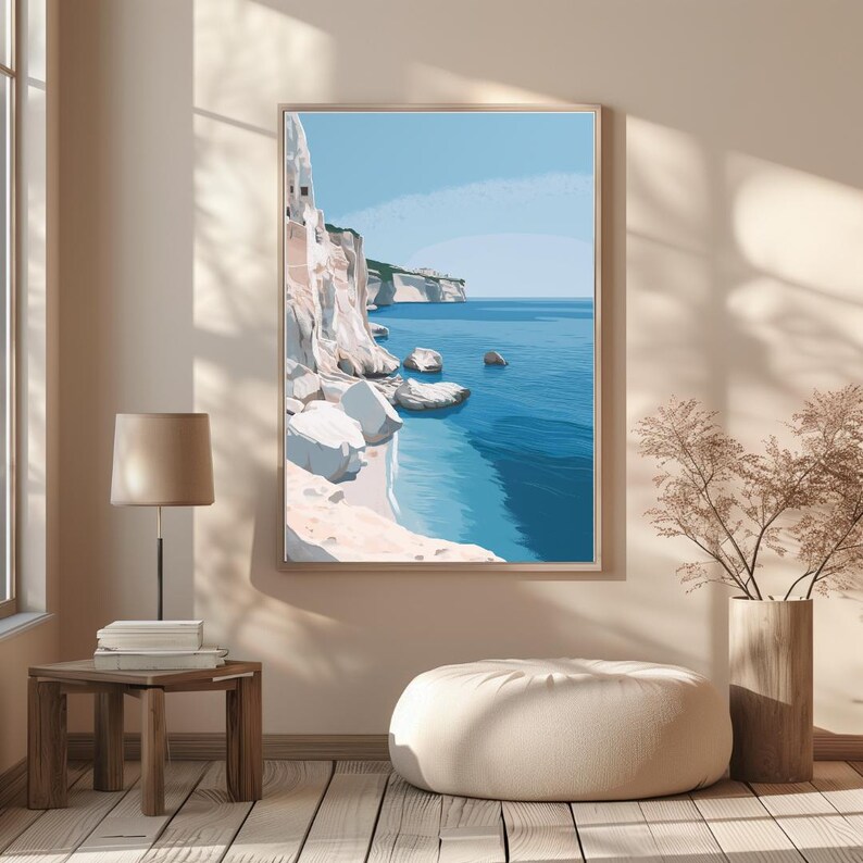 Greece Travel Poster, Minimalist Greek Landscape Art, Mediterranean ...