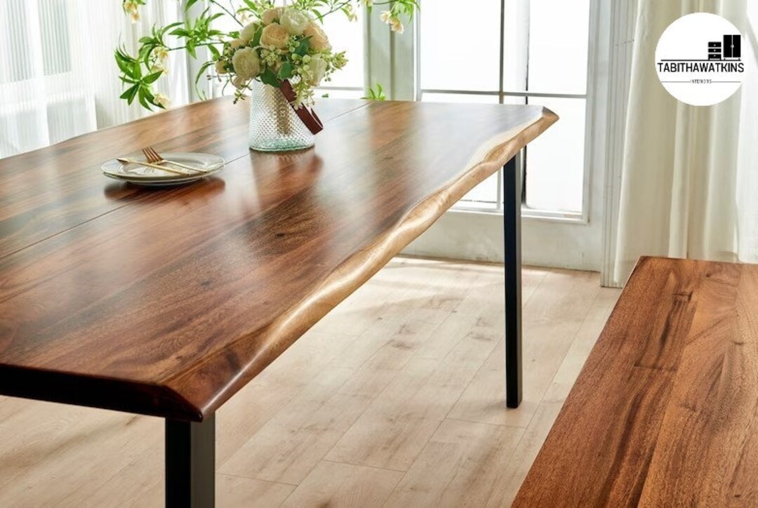 Dining Table Live Edge Dining Table, Walnut Table, Reclaimed Wood, Mid ...