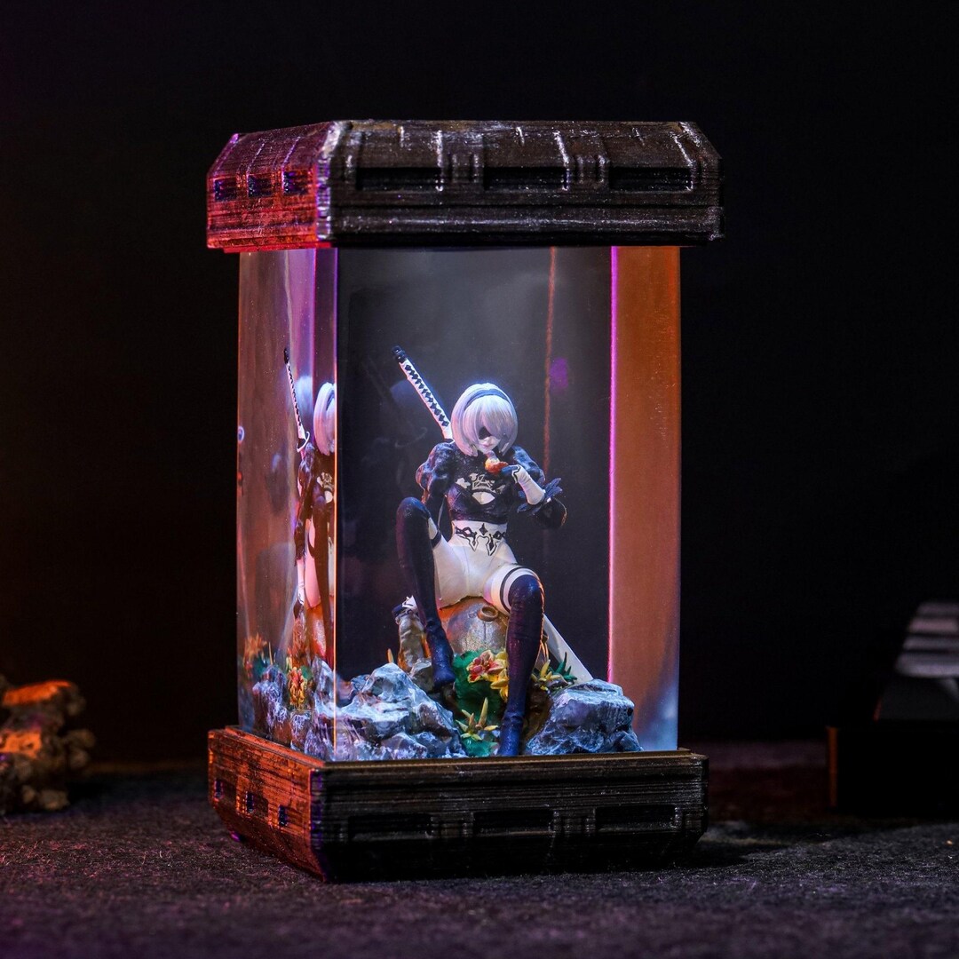 2B Nier Figure Epoxy Lamp Nier Automata Diorama Resin Lamp Terrarium ...