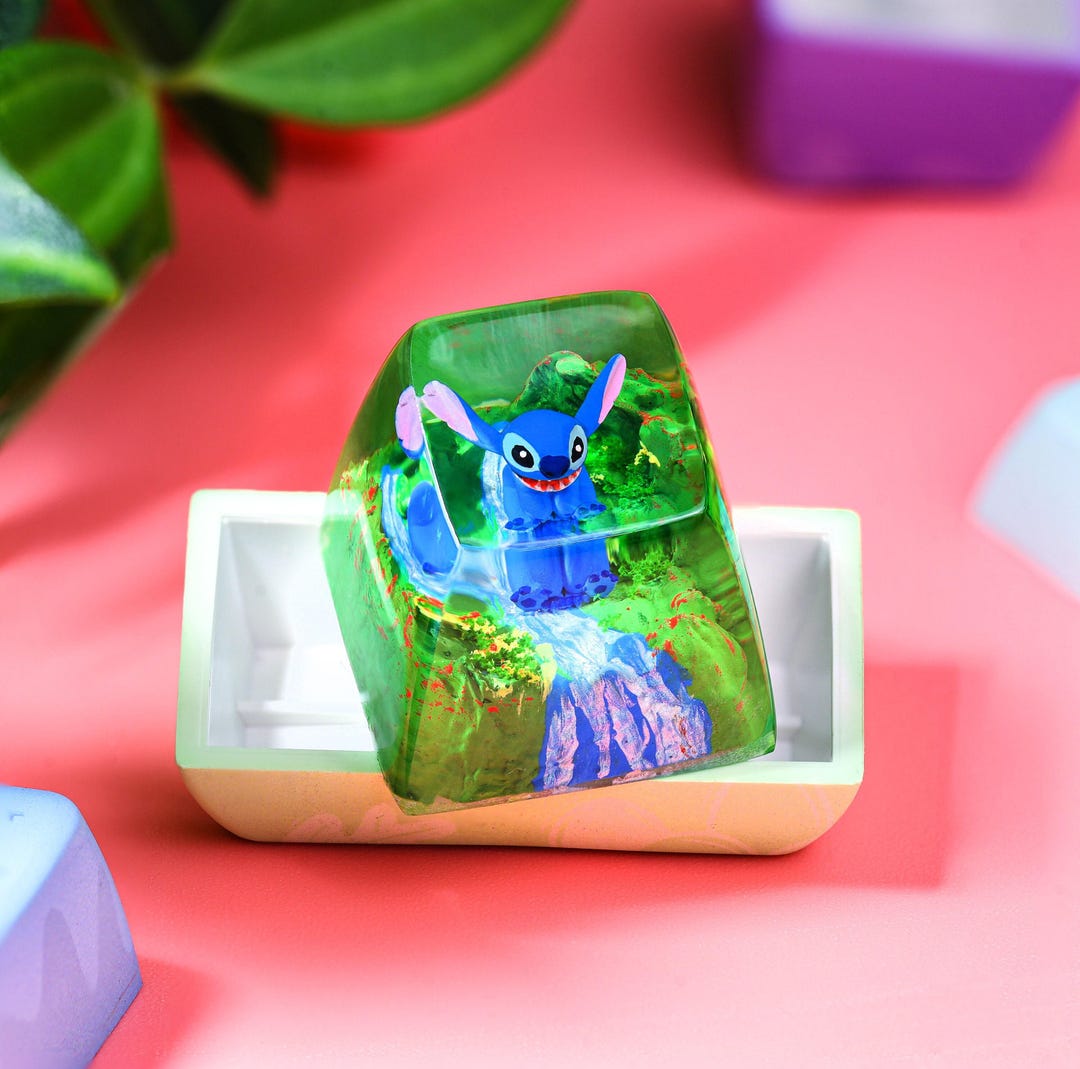Stitch Kawaii Anime Artisan Keycap, Custom Resin Keycap, Artisan Anime ...