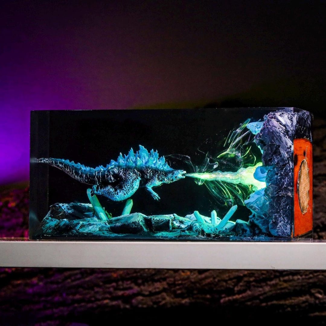 Giant Monster Burning Night Lamp Atomic Breath Resin Lamp Monster ...