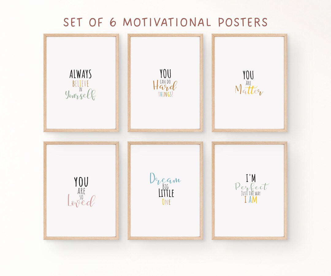 Set of 6 Mental Health Posters Bundle Positive Affirmation Decor for ...