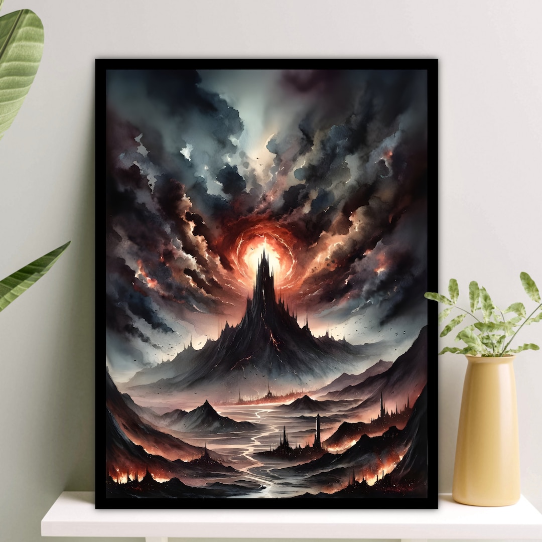 The Lord of the Rings Poster, Mordor, Hobbit Poster, Watercolor Poster ...