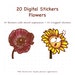 20 Flowers Digital Sticker for Digital Planner 30% for 3 Items - Etsy