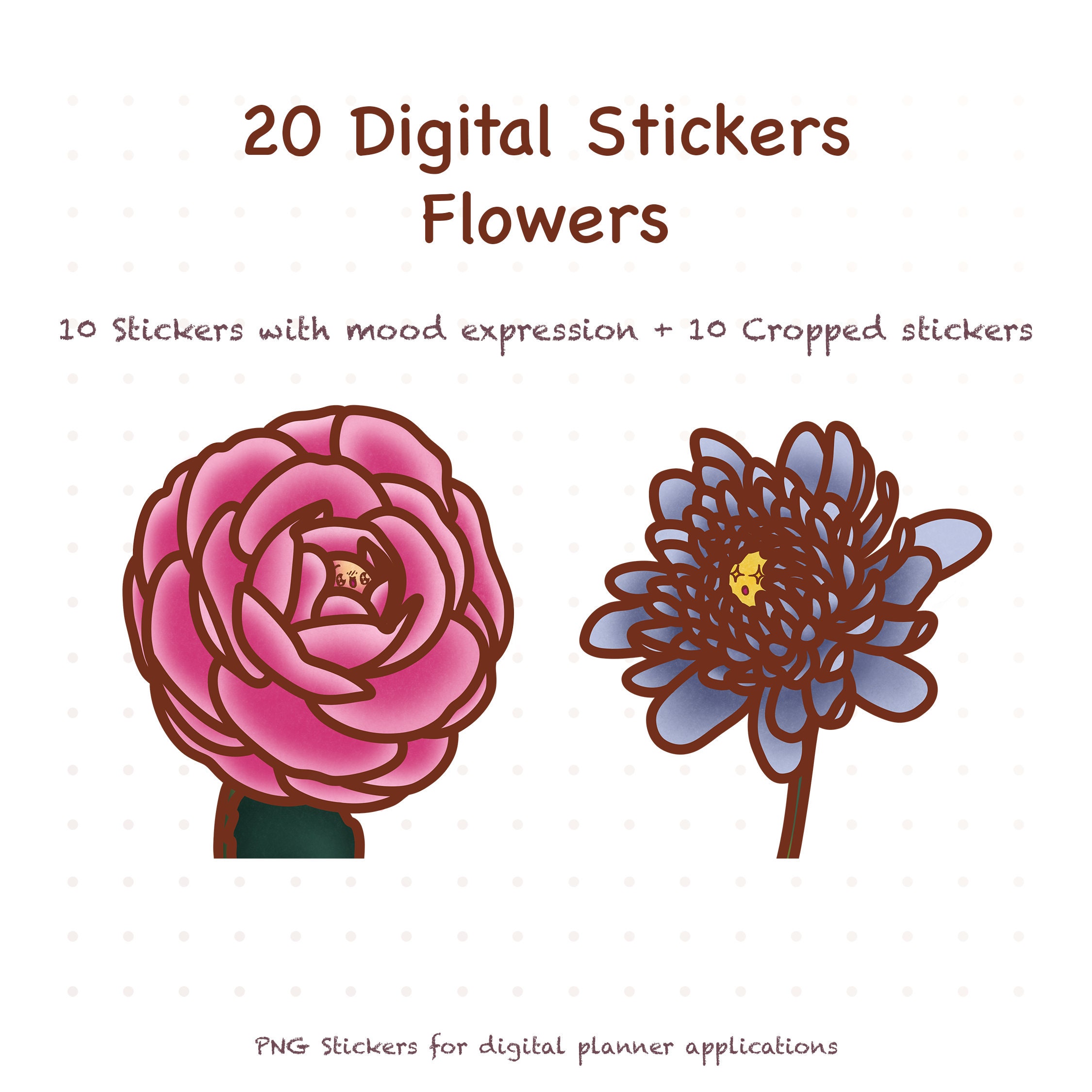 20 Flowers Digital Sticker for Digital Planner 30% for 3 Items - Etsy