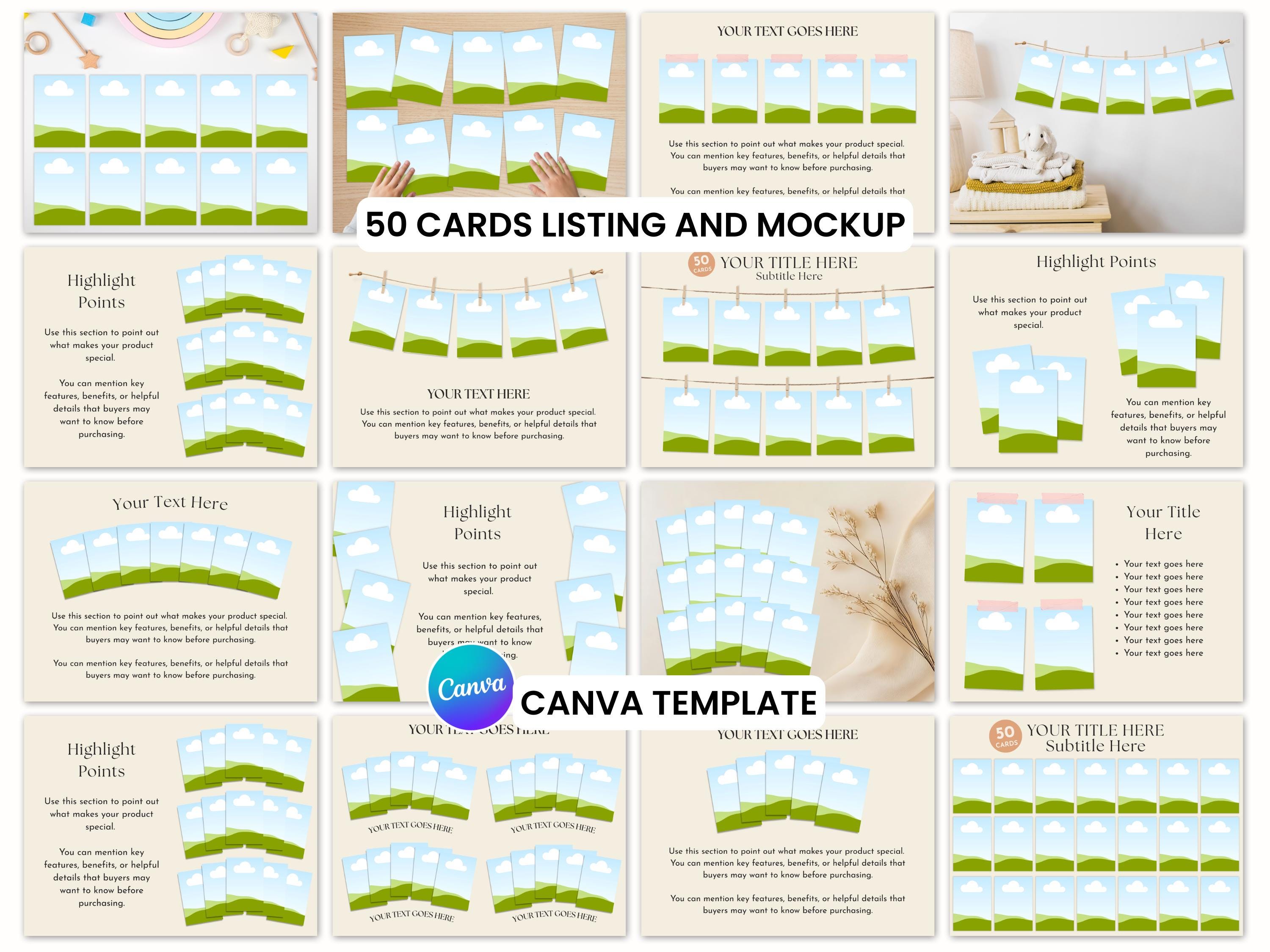 Cards Etsy Listing Images Template, Flash Card and Affirmation Cards ...