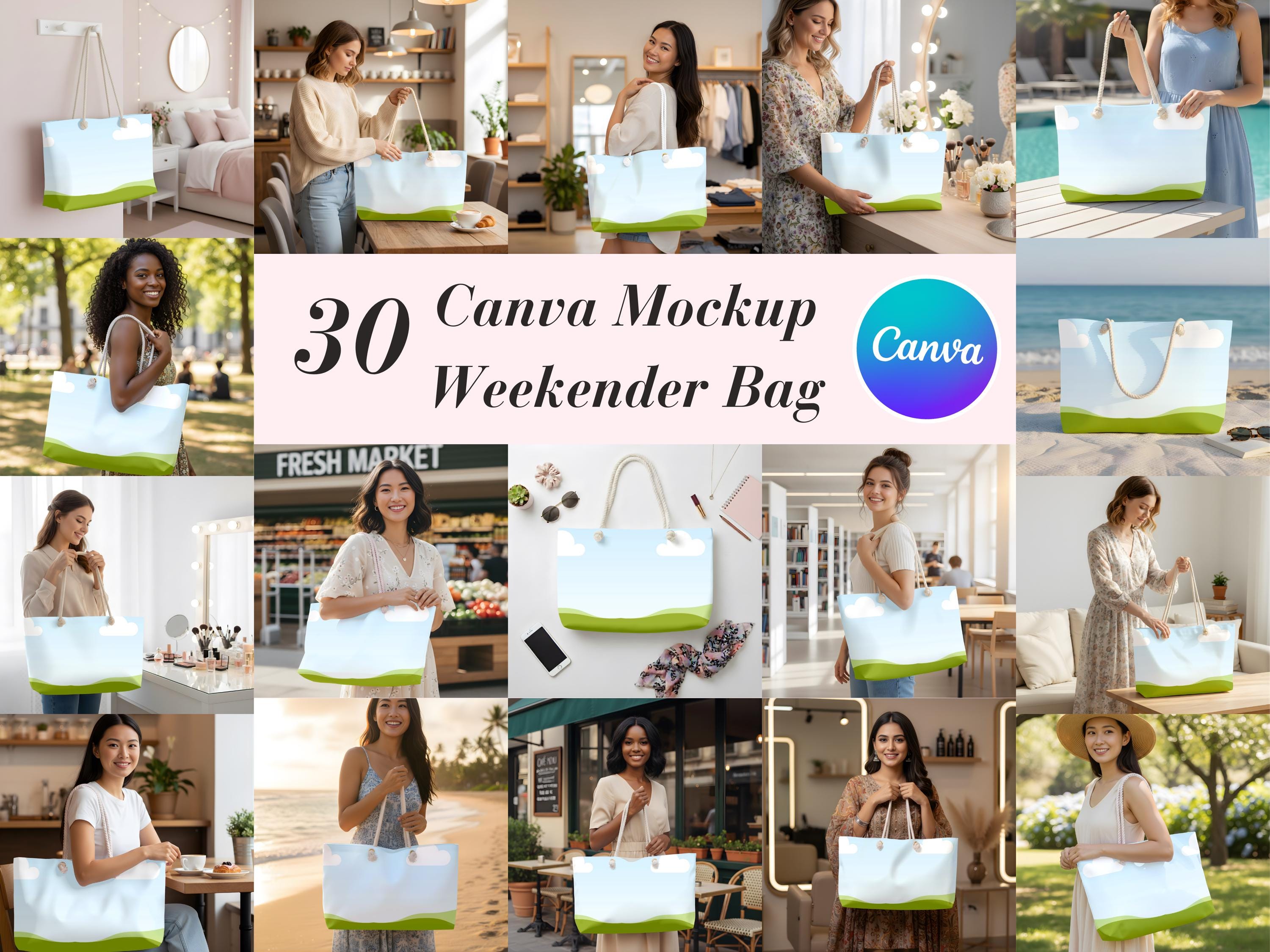 Weekender Bag Mockup, AOP Tote Bags Canva Template (digital Download ...