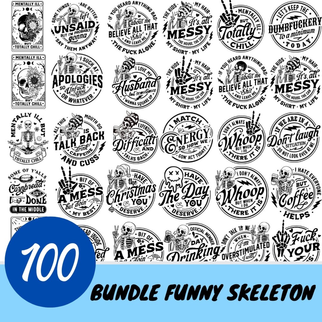 100 Designs Snarky Skulls SVG, Adult Humor Svg, Sarcastic Bundle Svg ...