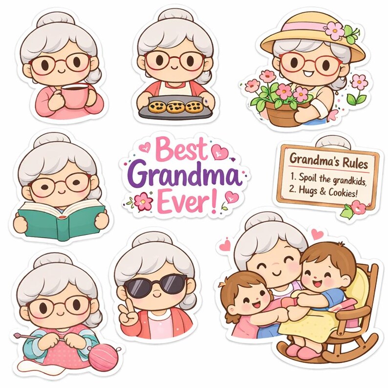Grandma Cartoon Sticker Pack – Mother's Day Gift (digital Download) - Etsy