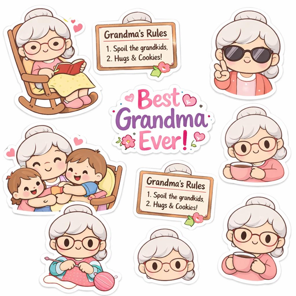 Grandma Cartoon Sticker Pack – Mother's Day Gift (digital Download) - Etsy