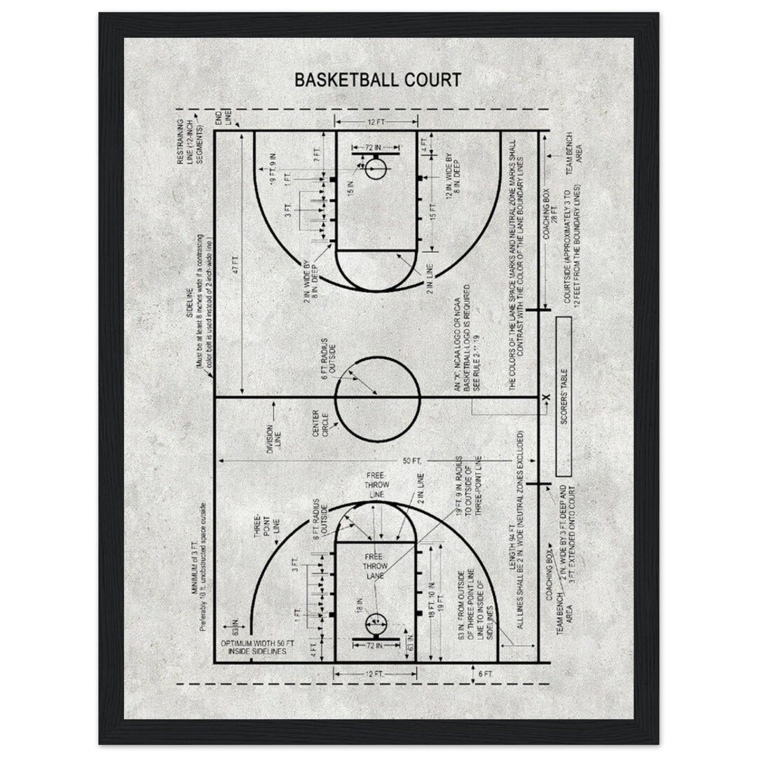 White Basketball Court Wall Art - Etsy