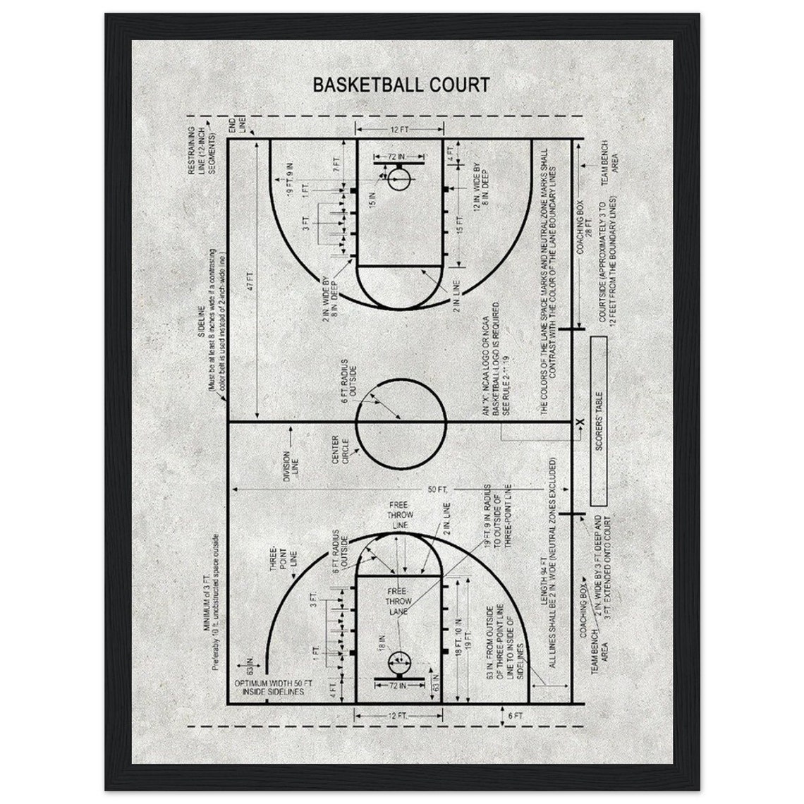 White Basketball Court Wall Art - Etsy