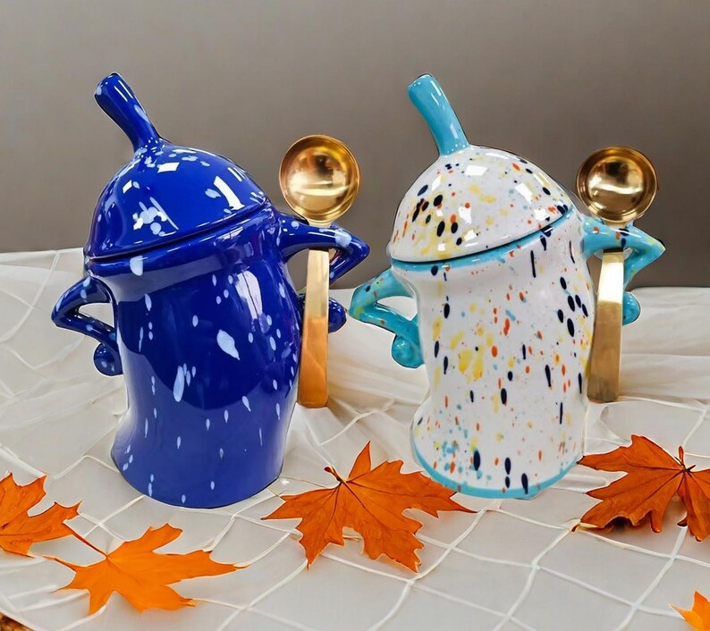 Customizable Retro Sassy Canister, Handmade Ceramic Spice Jars With Lid ...