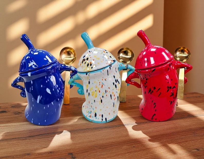 Customizable Retro Sassy Canister, Handmade Ceramic Spice Jars With Lid ...