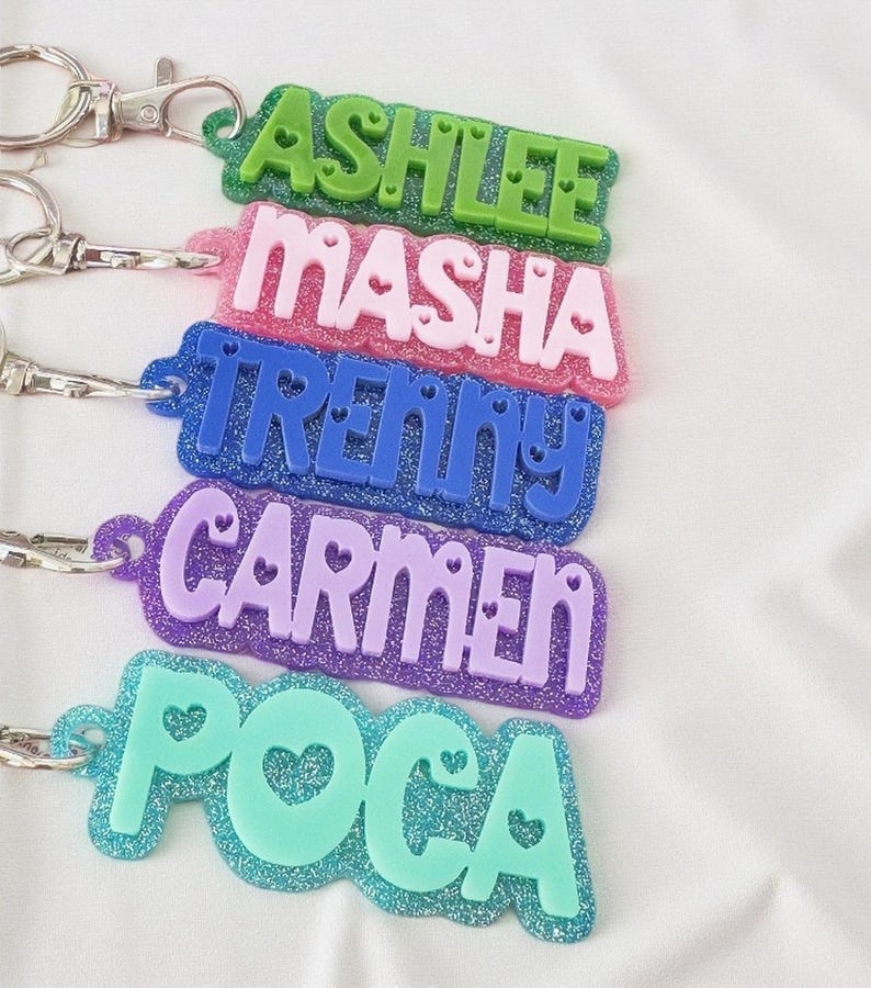 Glitter Acrylic Name Tag: Custom Student ID, Backpack Tag - Etsy