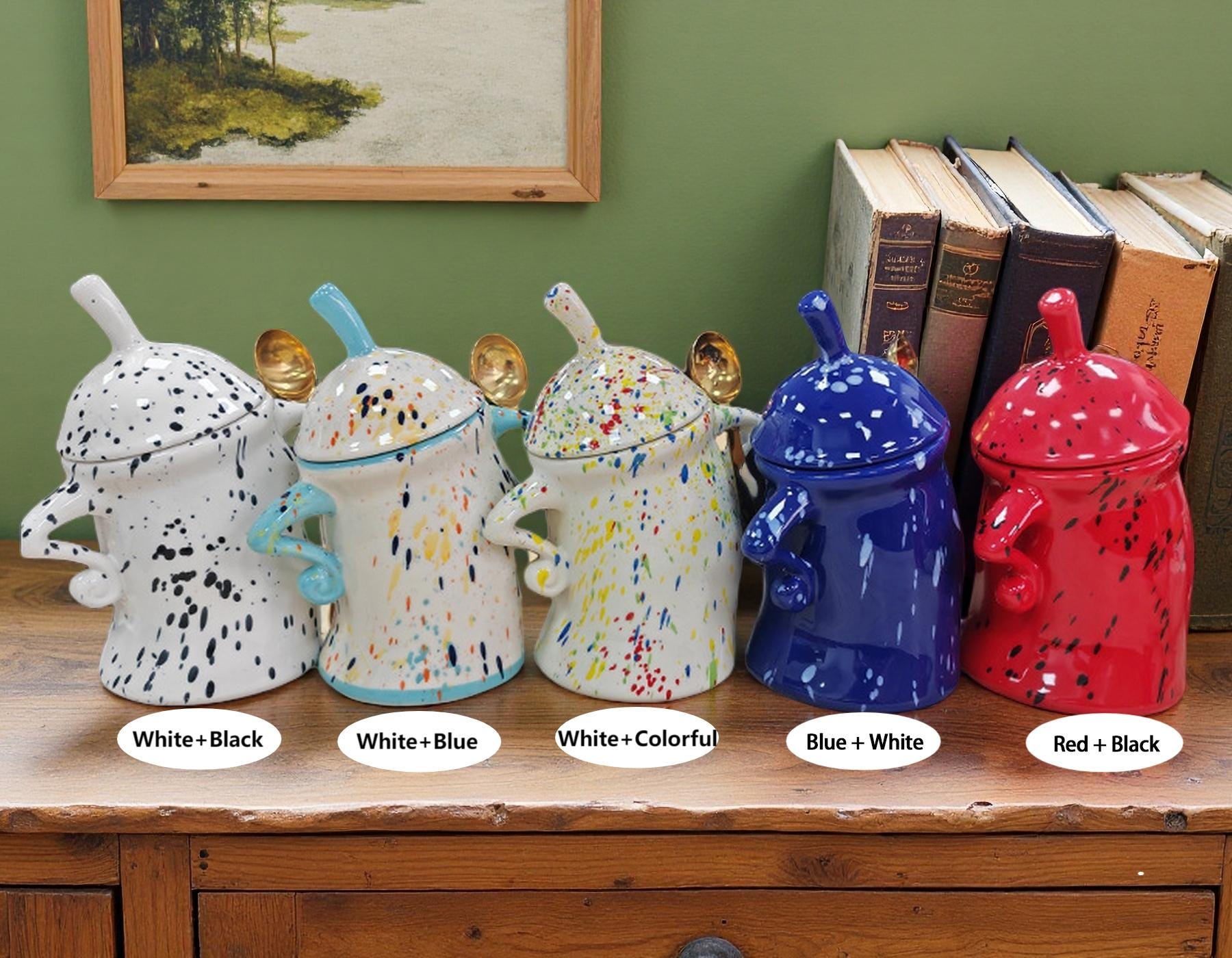 Customizable Retro Sassy Canister, Handmade Ceramic Spice Jars With Lid ...