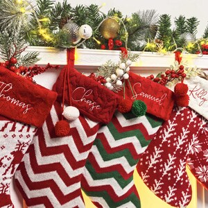 2024 Family Christmas Stocking-knitted Christmas Stockings-embroidered ...