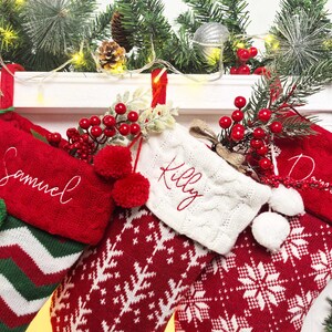 2024 Family Christmas Stocking-knitted Christmas Stockings-embroidered ...
