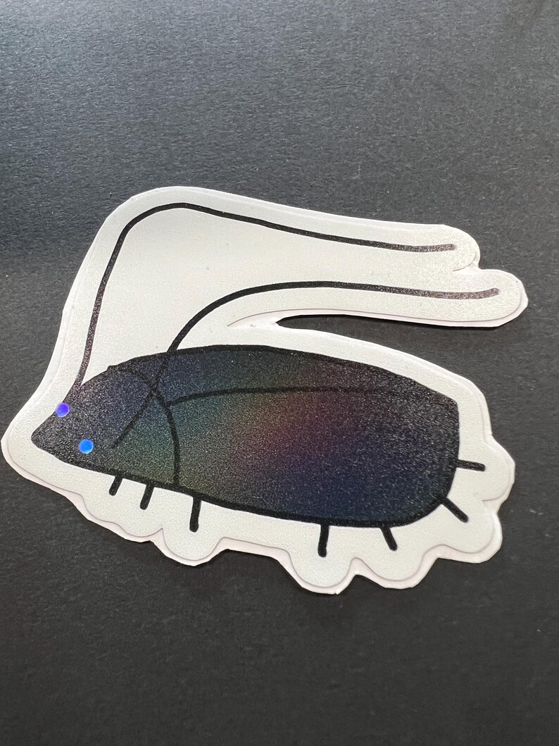 Roach Holographic Vinyl Sticker, Rainbow, Cartoon, Cockroach, Bug ...