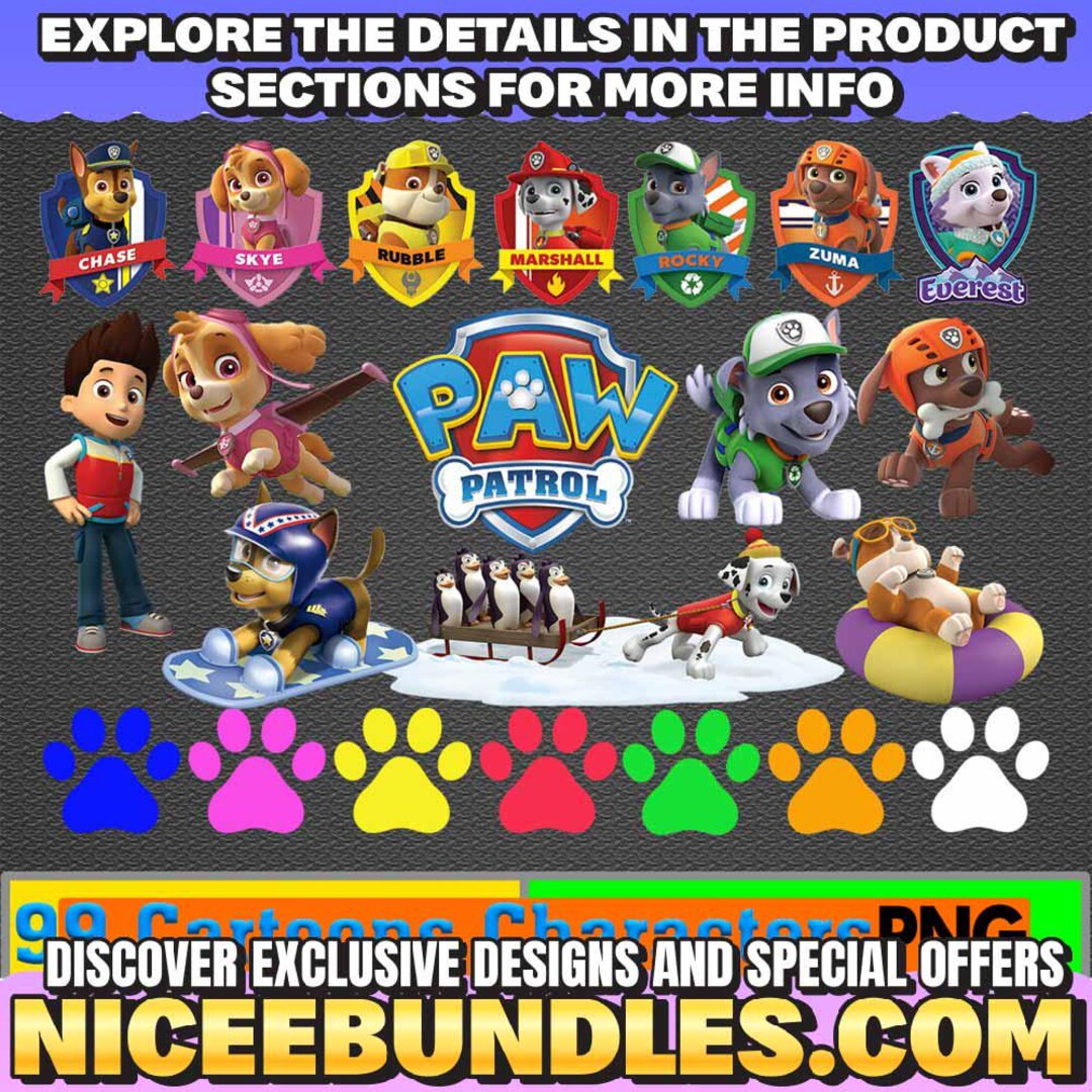 99 Paw Patrol Designs PNG Clipart Bundle PNG Bundle for Cricut File ...