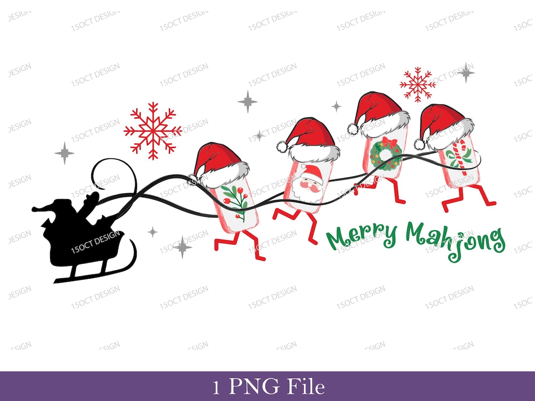 Merry Mahjong Christmas PNG | Santa Tiles, Holiday Clipart (digital ...
