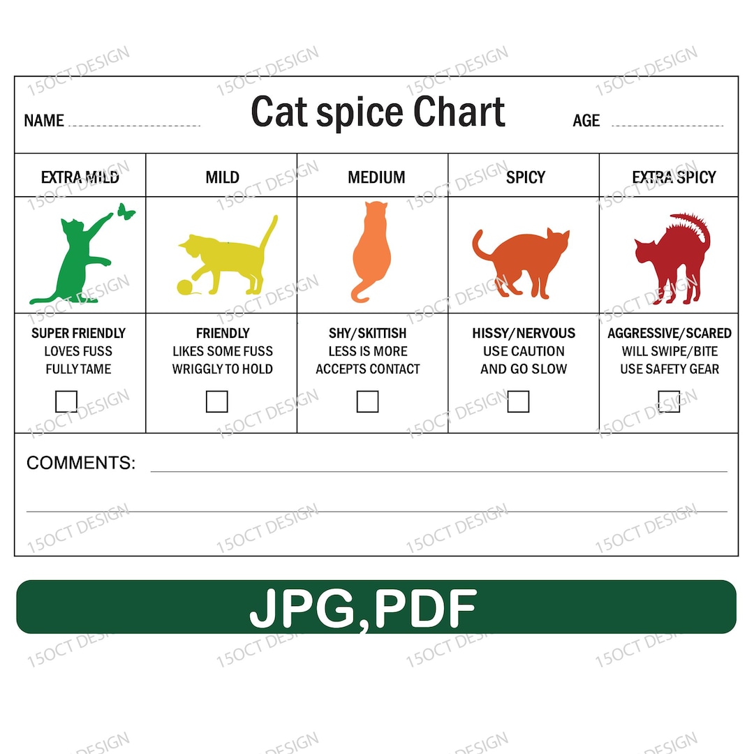 Cat Spice Chart,veterinary,spice Chart for Cat ,veterinary Shop,cat ...