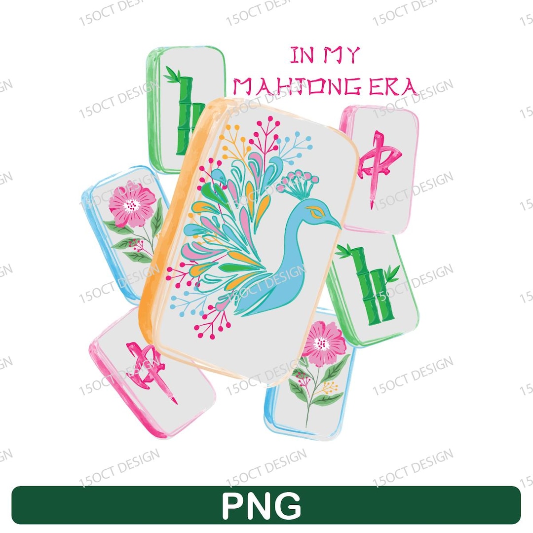 Mahjong Tile Watercolor PNG: Hand-drawn Bird Bam Queen (digital ...