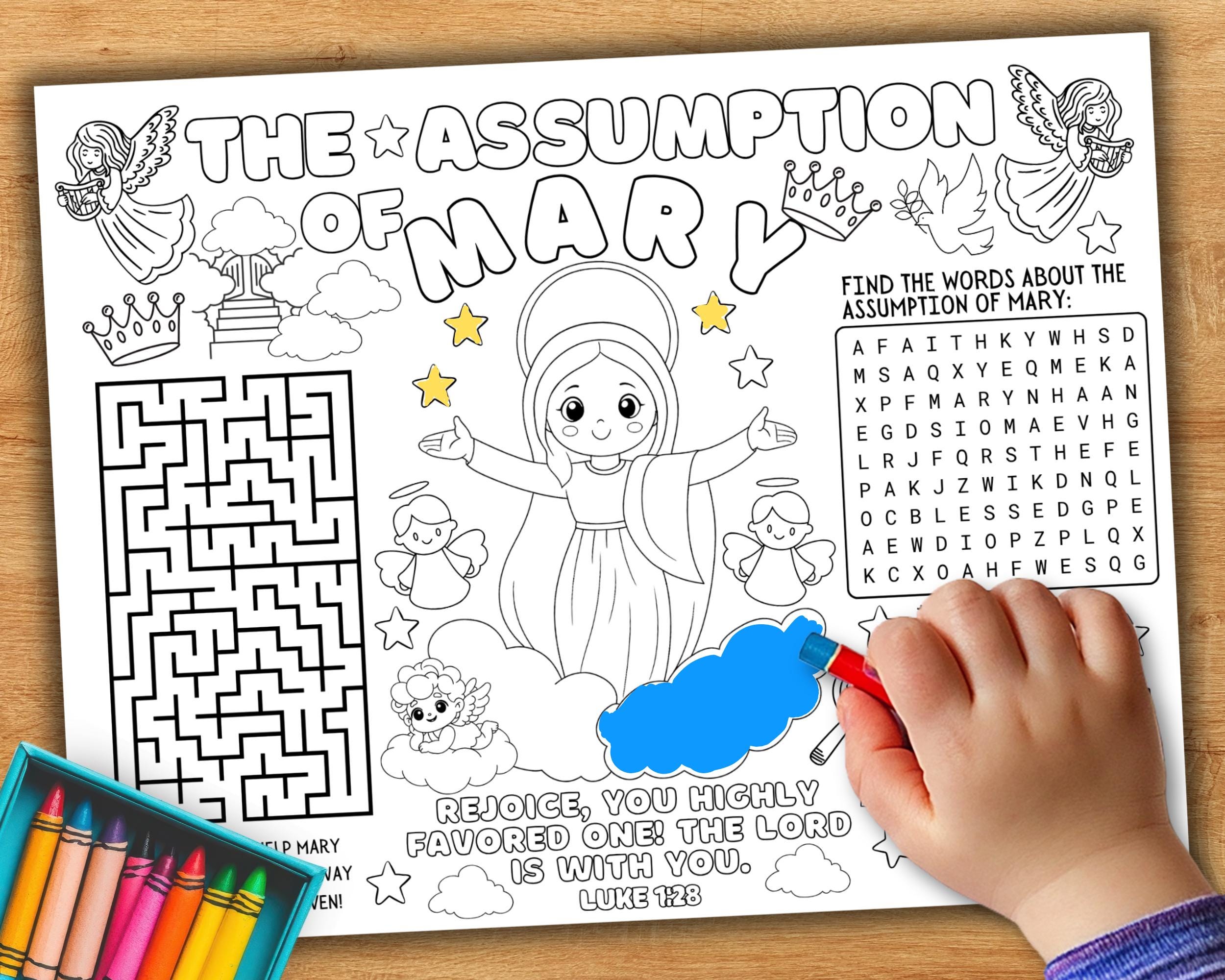 Assumption of Mary Printable Activity for Kids, Feast of the Assumption ...