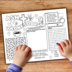 Ash Wednesday Activity Placemat, Catholic Coloring Craft for Kids ...