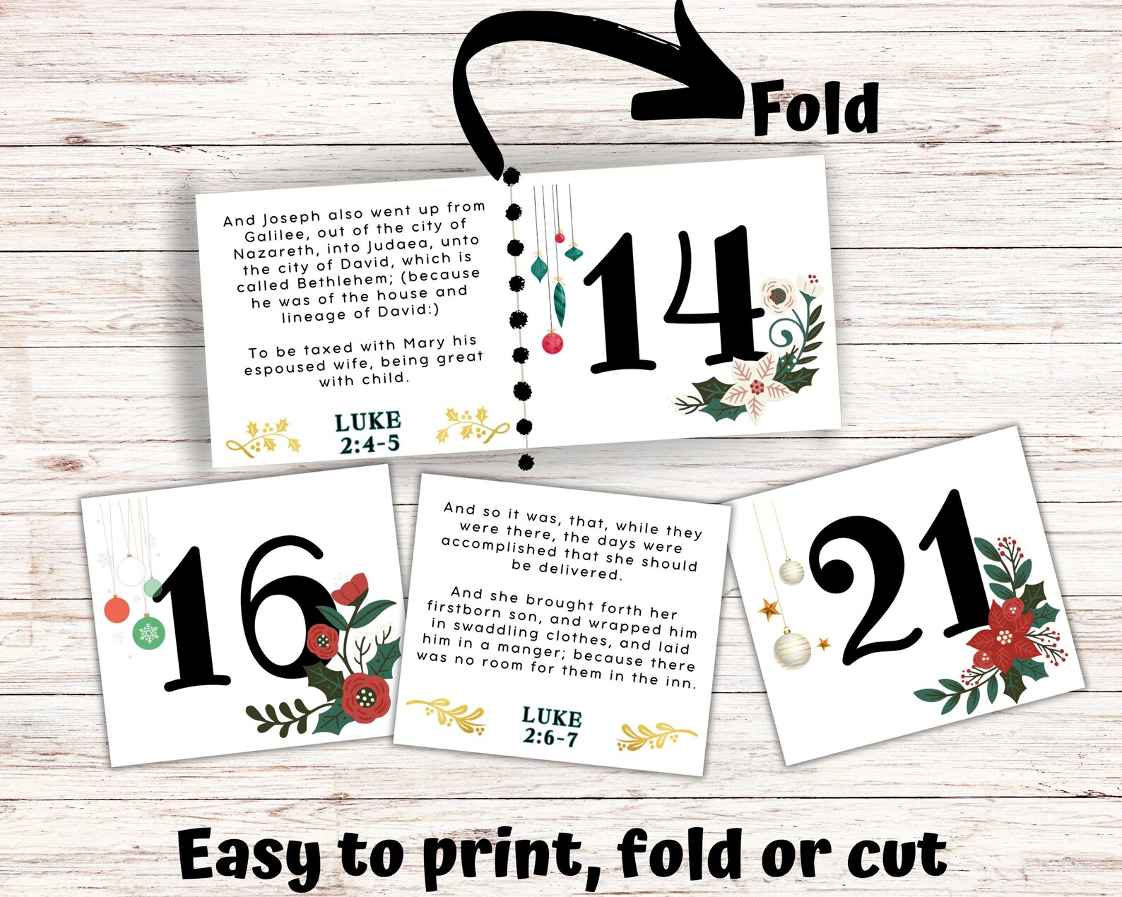 Advent Scripture Cards: 25 Days of Christmas Bible Verses, Nativity ...