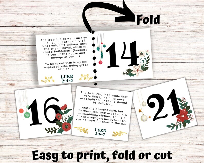 Advent Scripture Cards: 25 Days of Christmas Bible Verses, Nativity ...