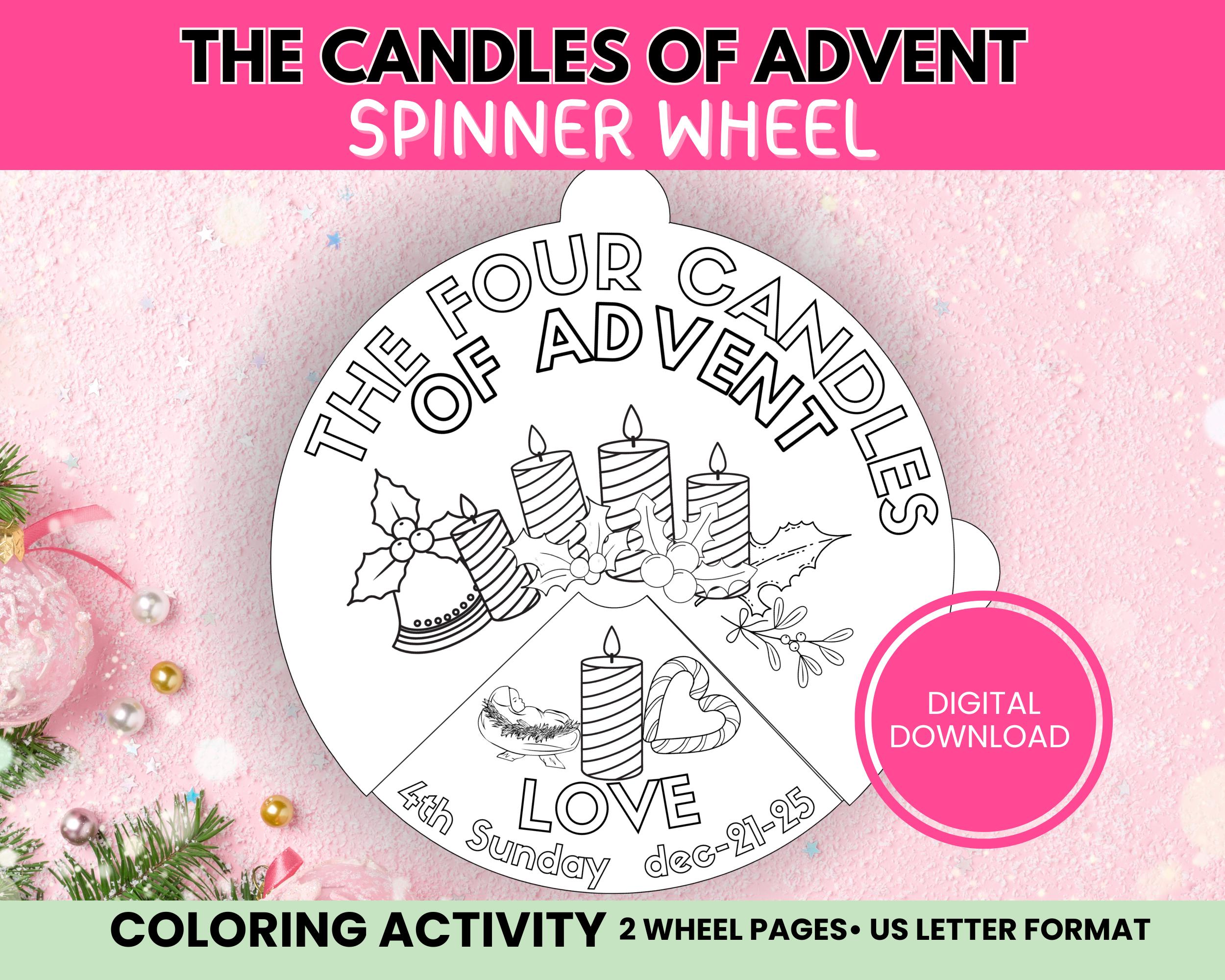 Advent Craft for Kids Spinner Wheel, Advent Candle Wreath Coloring ...